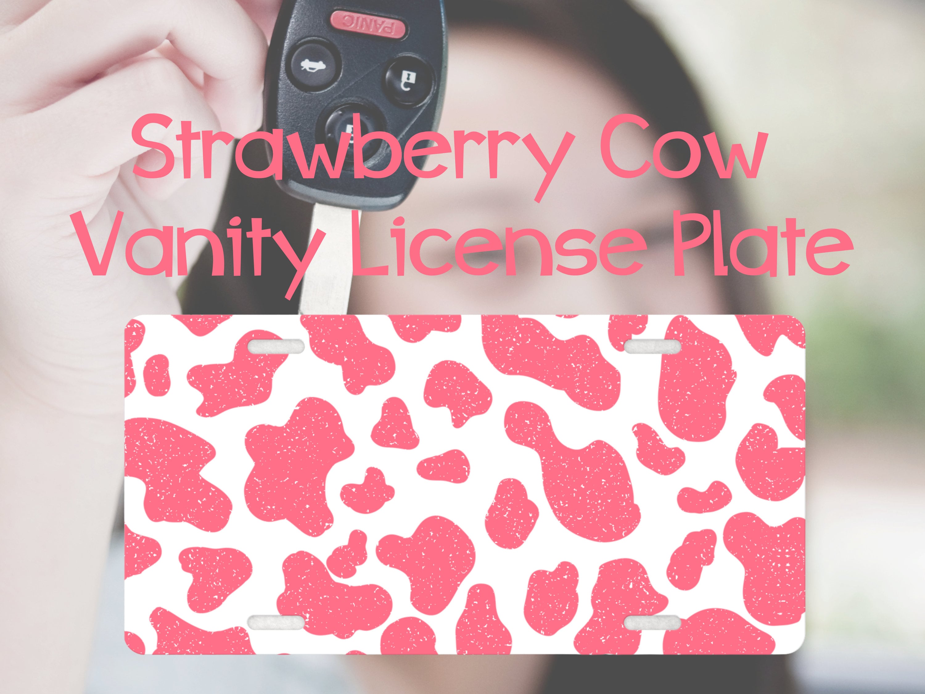 Pink Cow Print Car License Plate, Cute Cowgirl Car Accessories ...