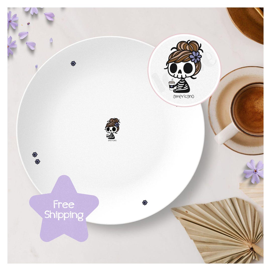 Coquette Skeleton Girl Plates Soft Goth Aesthetic Dishes Gift for Best ...