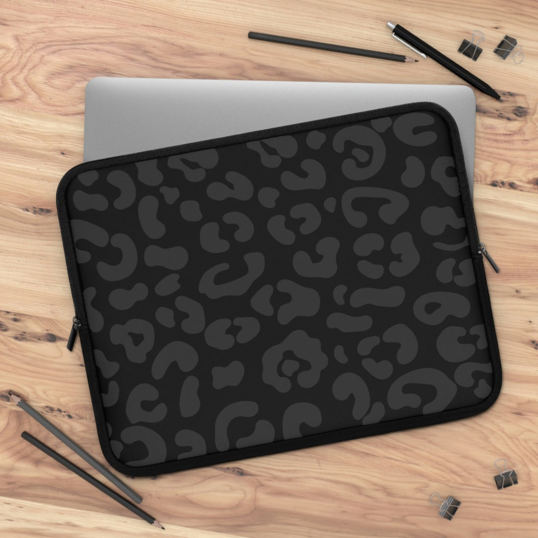 15 Inch Laptop Sleeve Leopard Print, Black Leopard Laptop Sleeve, 17 ...