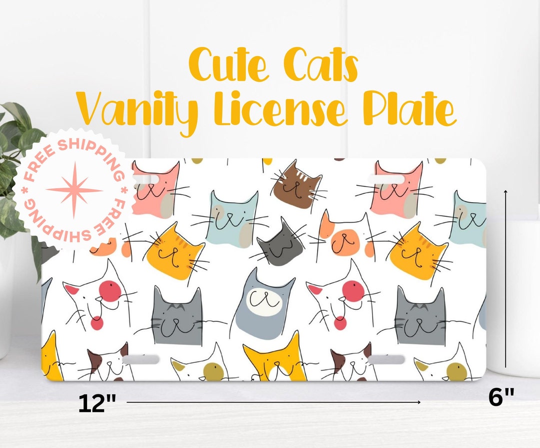 License Plate Cats Cute License Plate Vanity License Plate Front Car ...