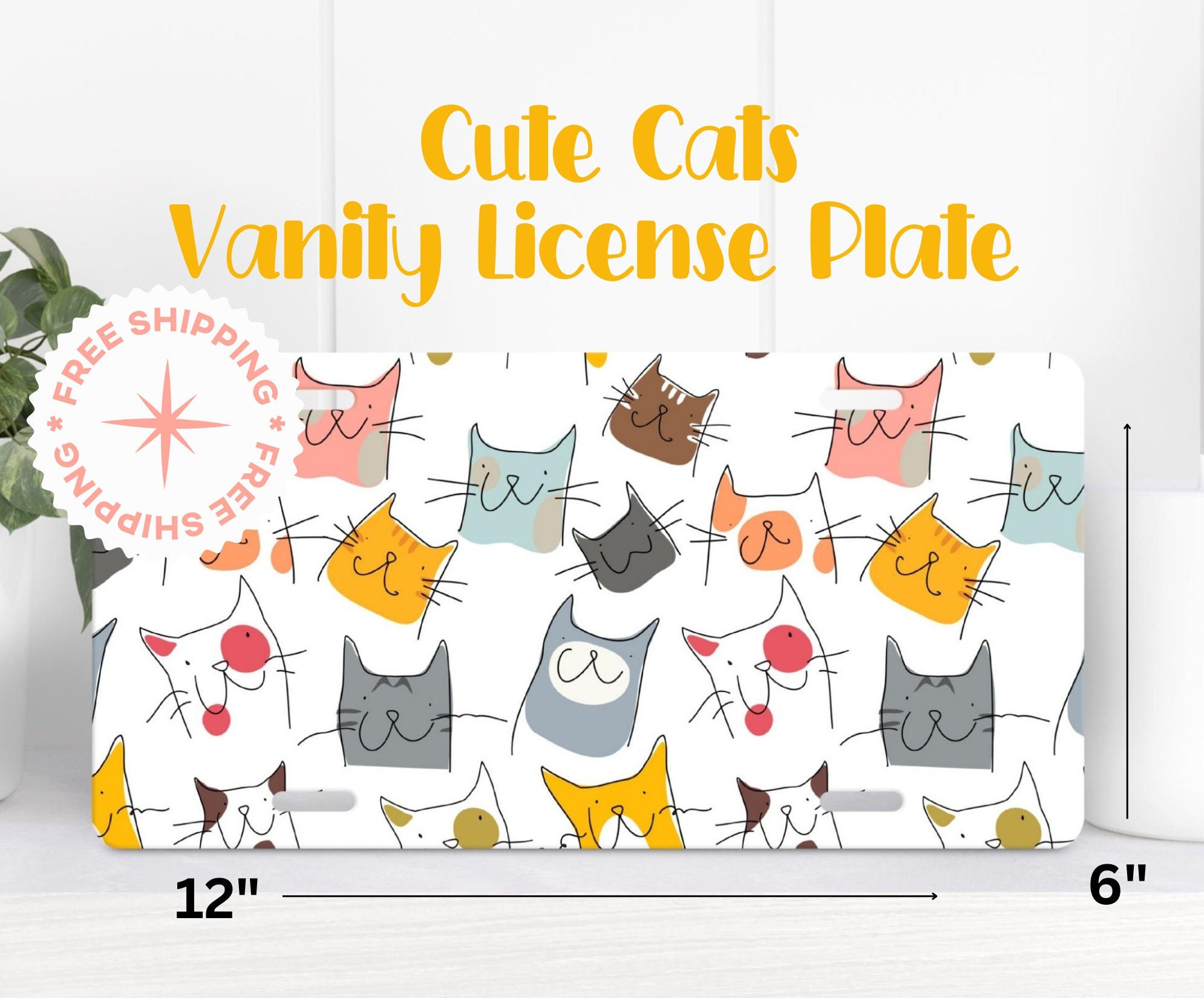 License Plate Cats Cute License Plate Vanity License Plate Front Car ...