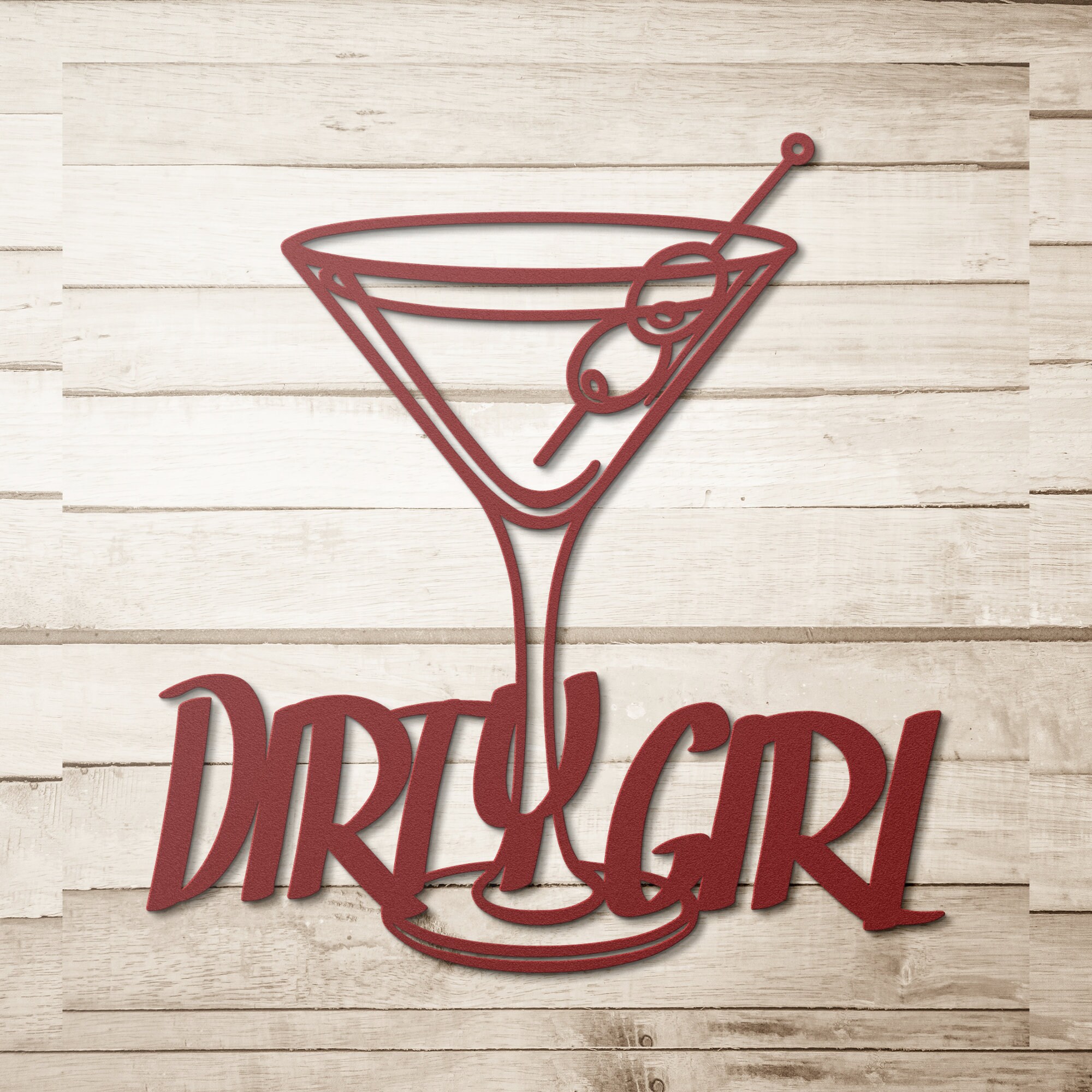Martini Glass Metal Wall Art, Bar Sign for Home Bar, Dirty Girl Martini ...