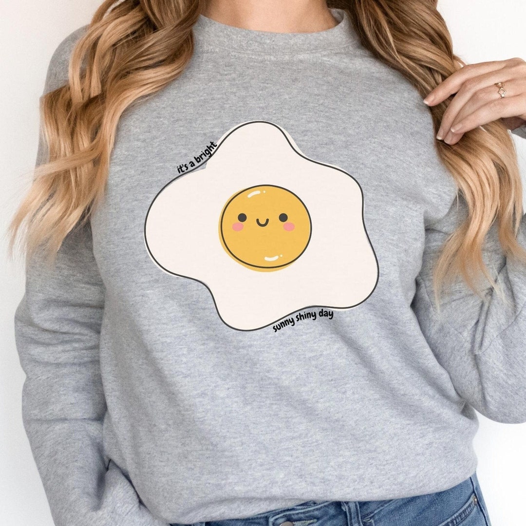 Egg Sweatshirt Gift for Egg Lover, Kawaii Fried Egg Shirt, Cute Foodie ...