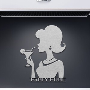 Happy Hour Metal Sign Vintage Inspired Girl Decor Cocktail Sign Gift ...