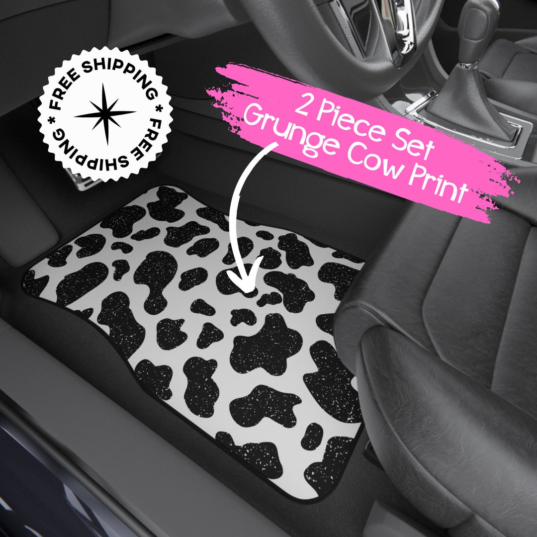 Cow Print Car Mat Set of 2 FRONT, Car Floor Mats Cow Print, Car Mats ...