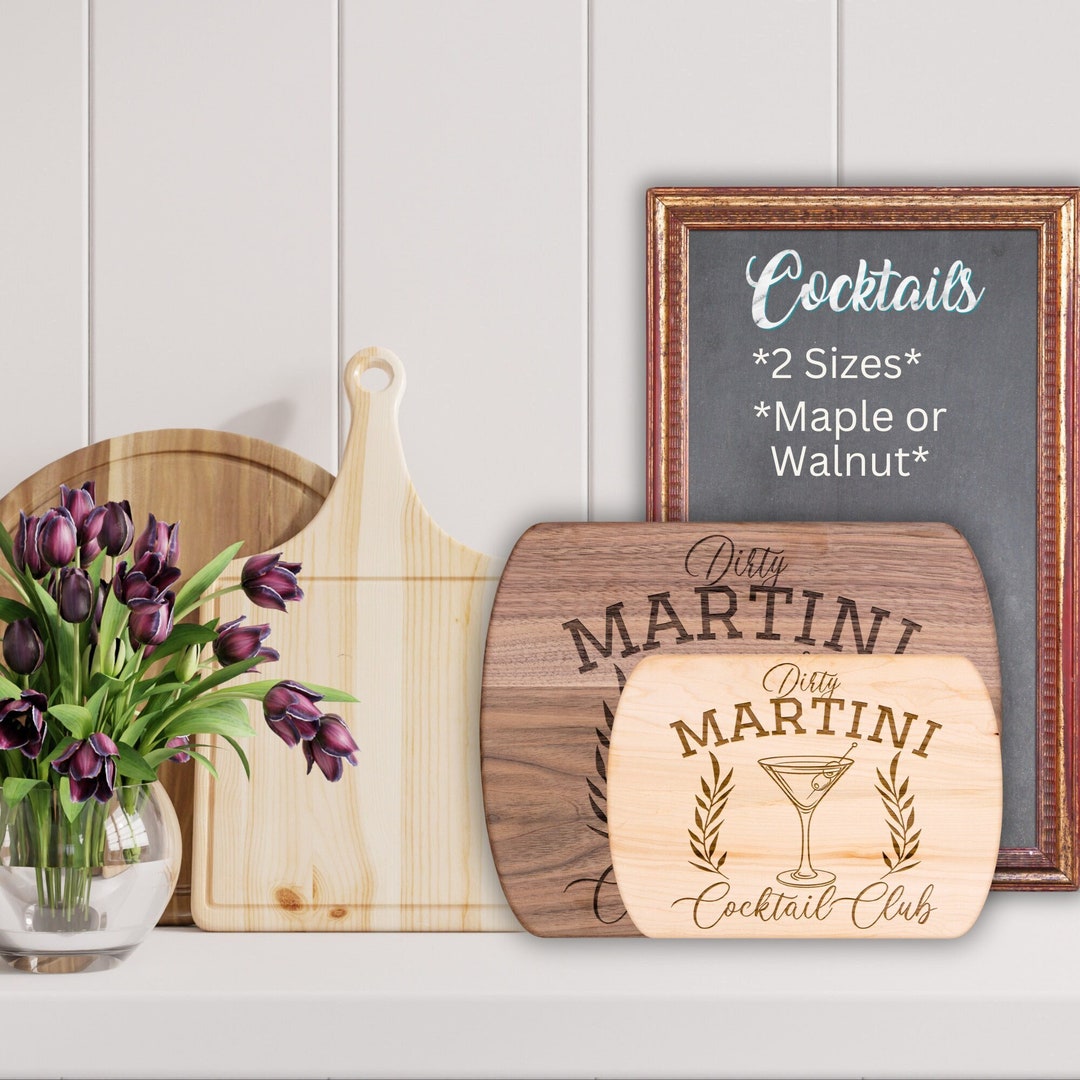 Dirty Martini Cocktail Cutting Board Martini Lover Gift Home Bar ...