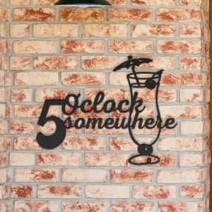 5 O Clock Somewhere Metal Bar Sign Outside Patio Bar Decor Man Cave ...