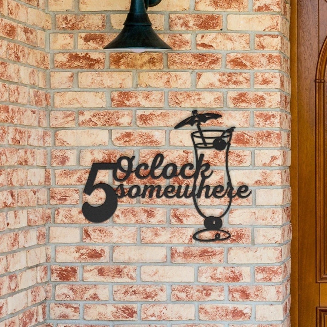 5 O Clock Somewhere Metal Bar Sign Outside Patio Bar Decor Man Cave ...