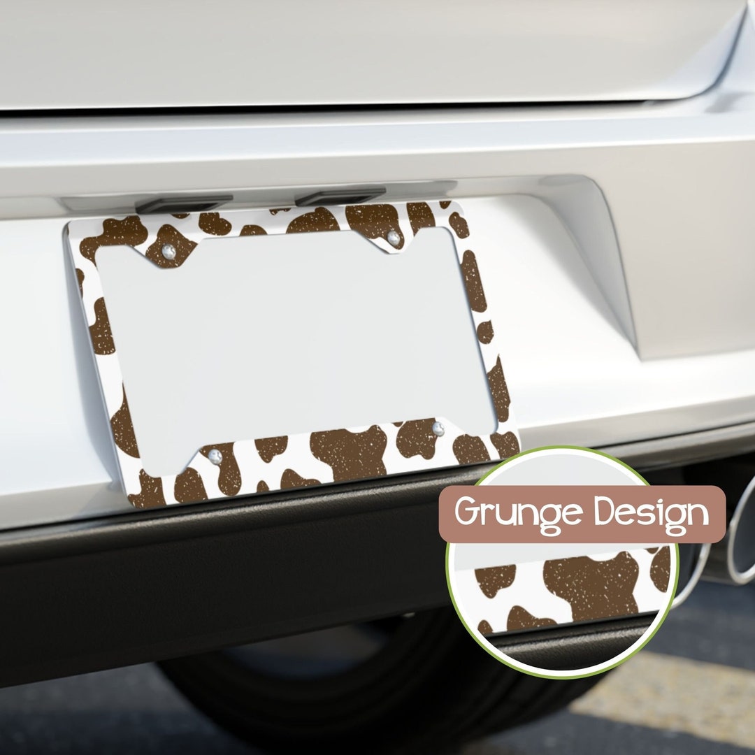 Cow Print License Plate Frame, Cow Car Accessories for Teens, Western ...