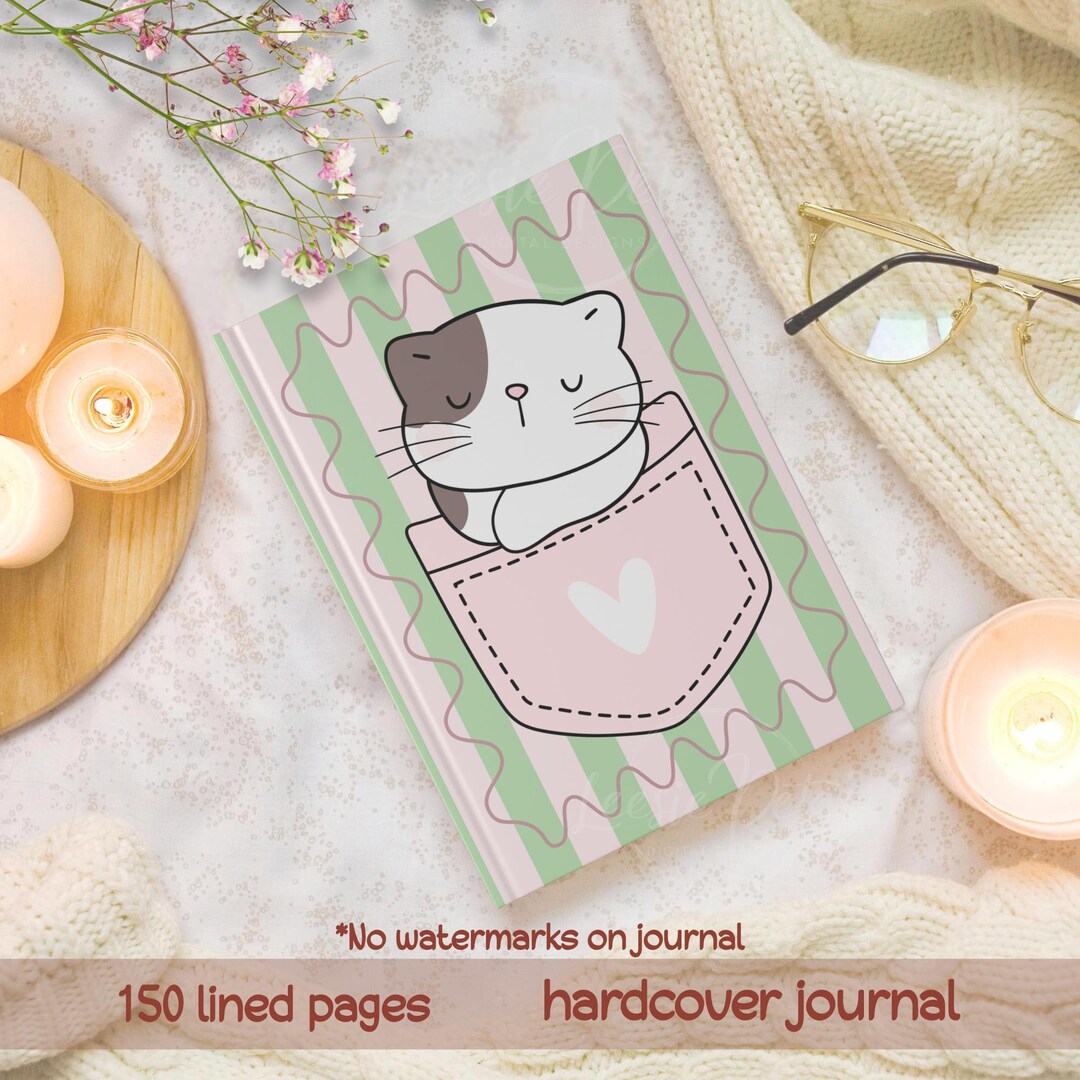 Cute Cat Journal Notebook for Pet Lover Kitty Gift for Teenage Girl ...