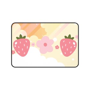 Kawaii Strawberry Desk Mat Office Decor Strawberry Aesthetic Cute Desk ...