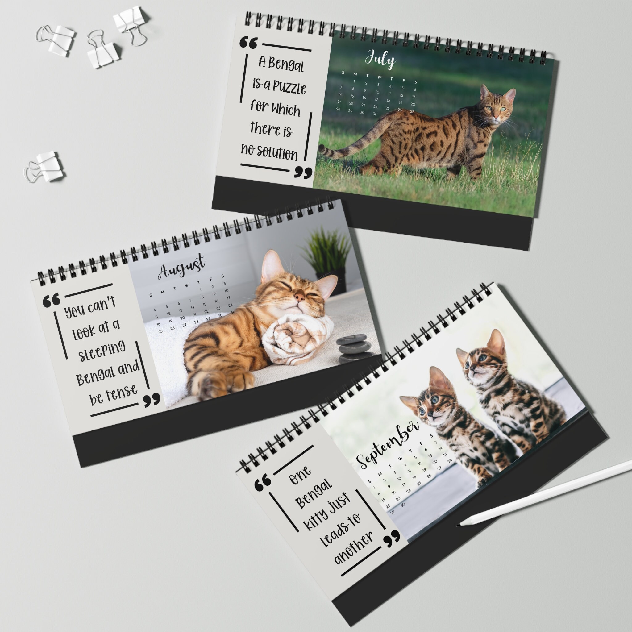 Bengal Cat Desk Calendar 2024, Cat Quotes, Bengal Cat Lover Gift ...