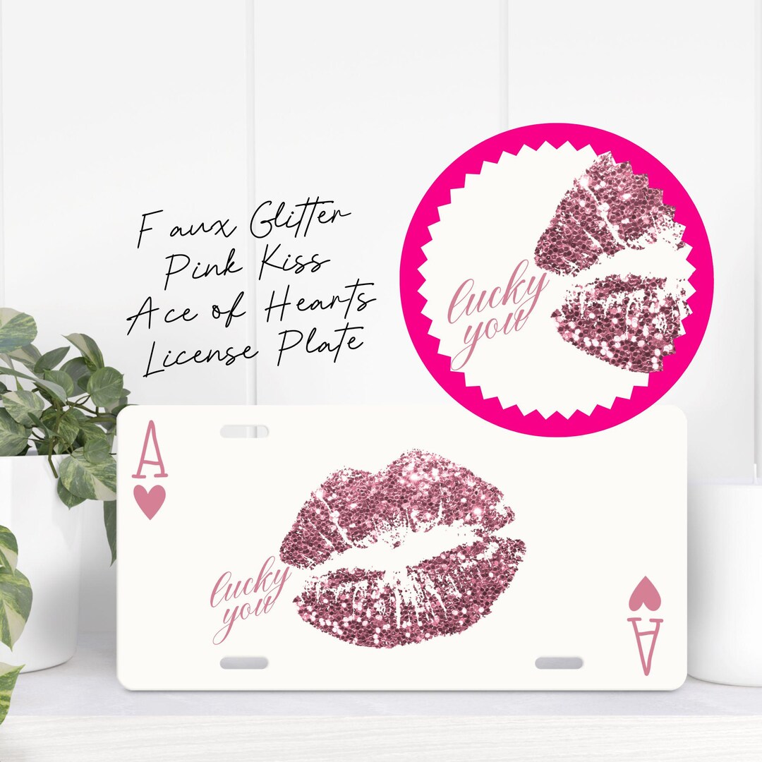 Lucky Girl Front License Plate Cute Pink Kiss Lucky You Car Accessories ...