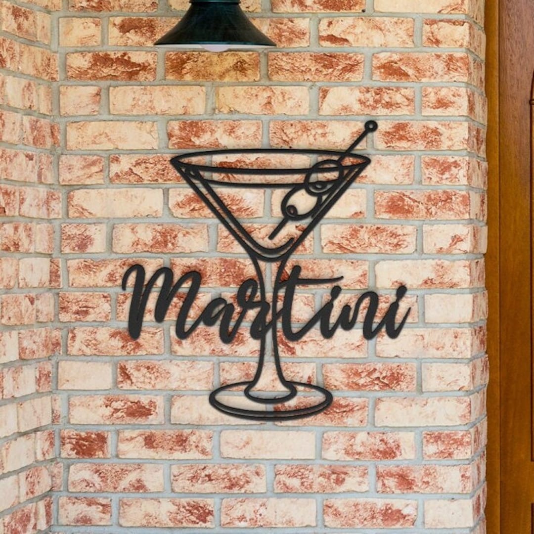 Martini Glass Metal Wall Art, Home Bar Sign - Etsy