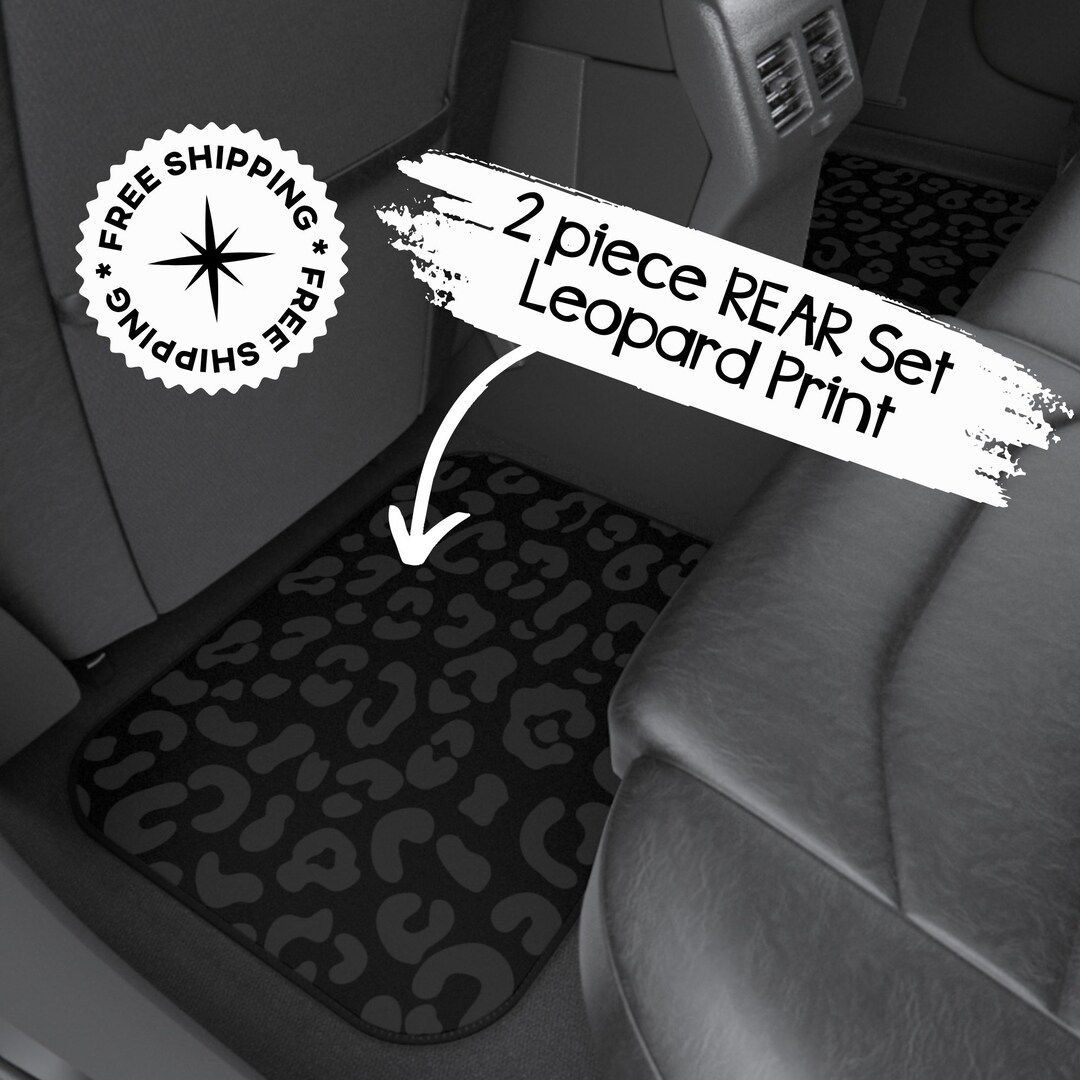 Grey Animal Print Car REAR Floor Mats (set of 2), Leopard Print Car Mat ...