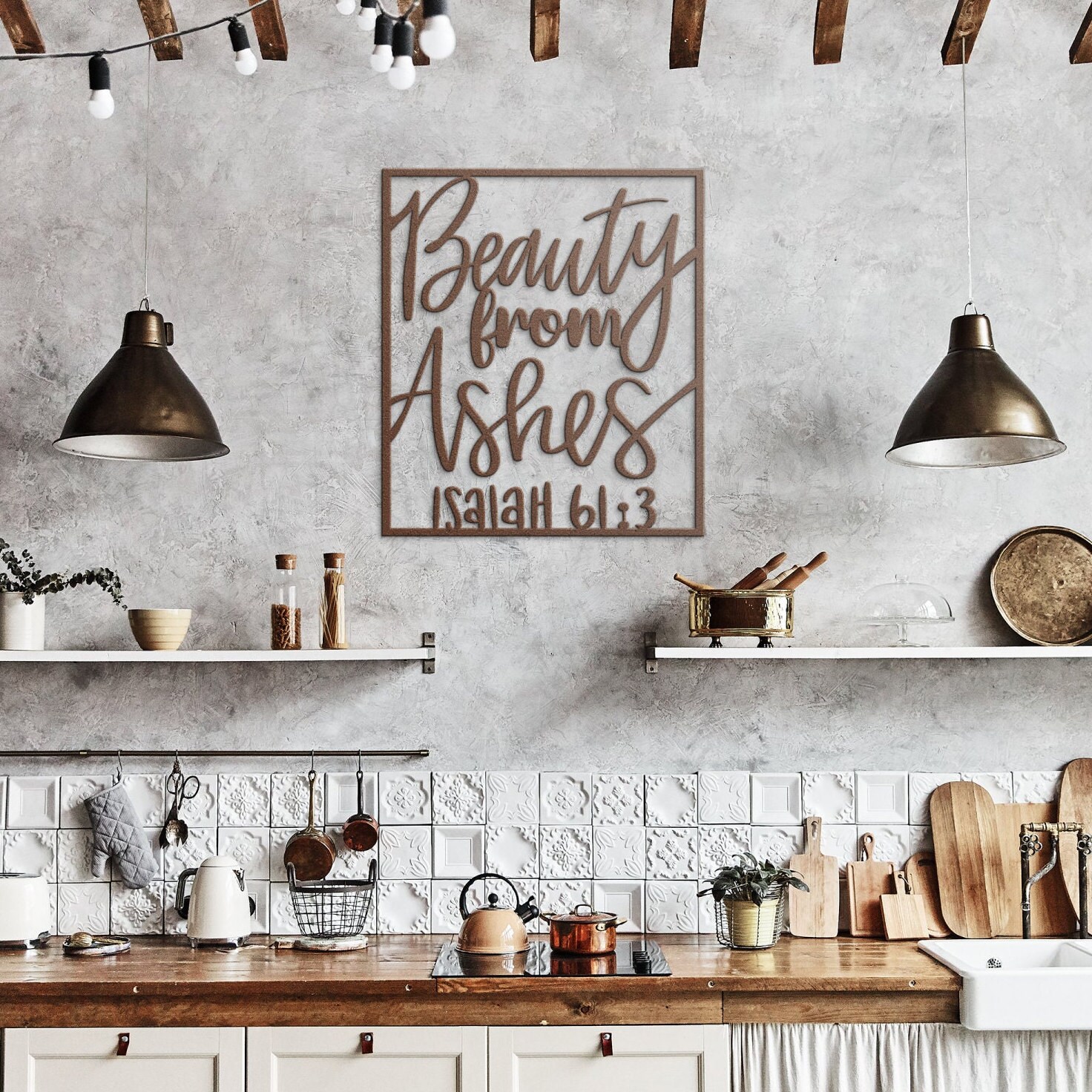 Christian Metal Art, Beauty From the Ashes Metal Home Art Decor, Isaiah ...