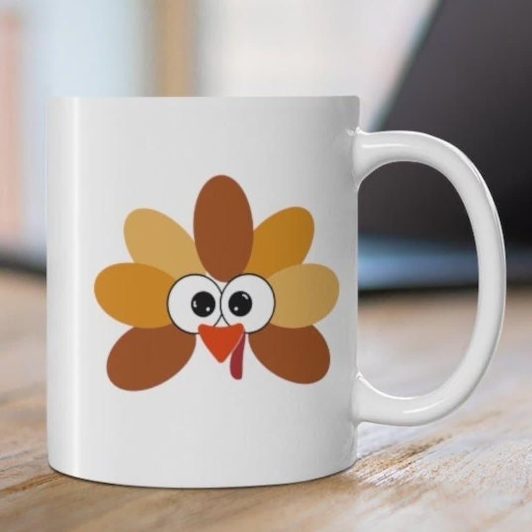 Turkey Coffee Mug Thanksgiving Mug Cute Fall Turkey Face - Etsy