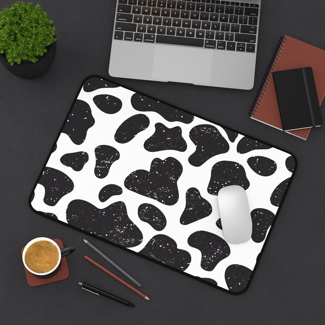 Cow Print Desk Mat Office Decor Cute Office Accessories Cow Desk Decor ...