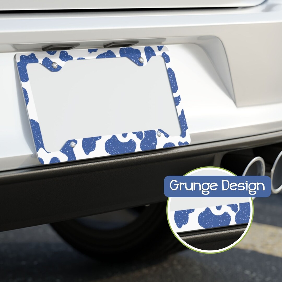 Blue Cow License Plate Frame, Cow Print Car Accessories, Western Girly ...