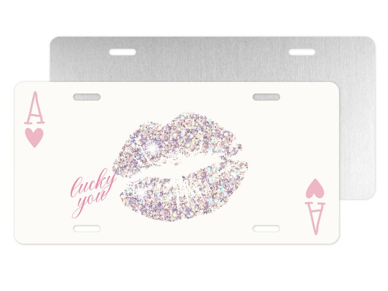 Ace of Hearts Front License Plate Cute Pink Kiss Lucky Girl Car ...