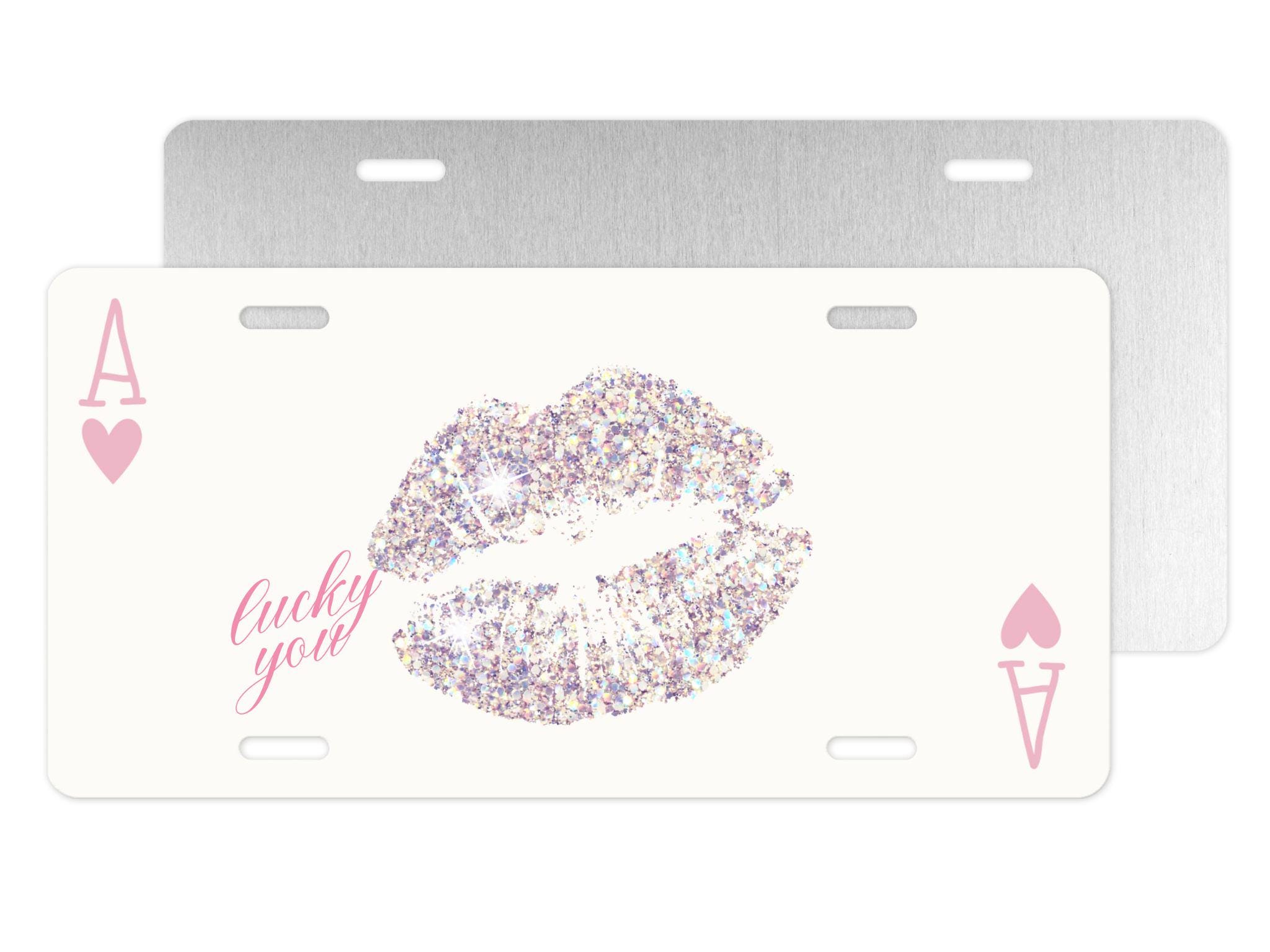 Ace of Hearts Front License Plate Cute Pink Kiss Lucky Girl Car ...