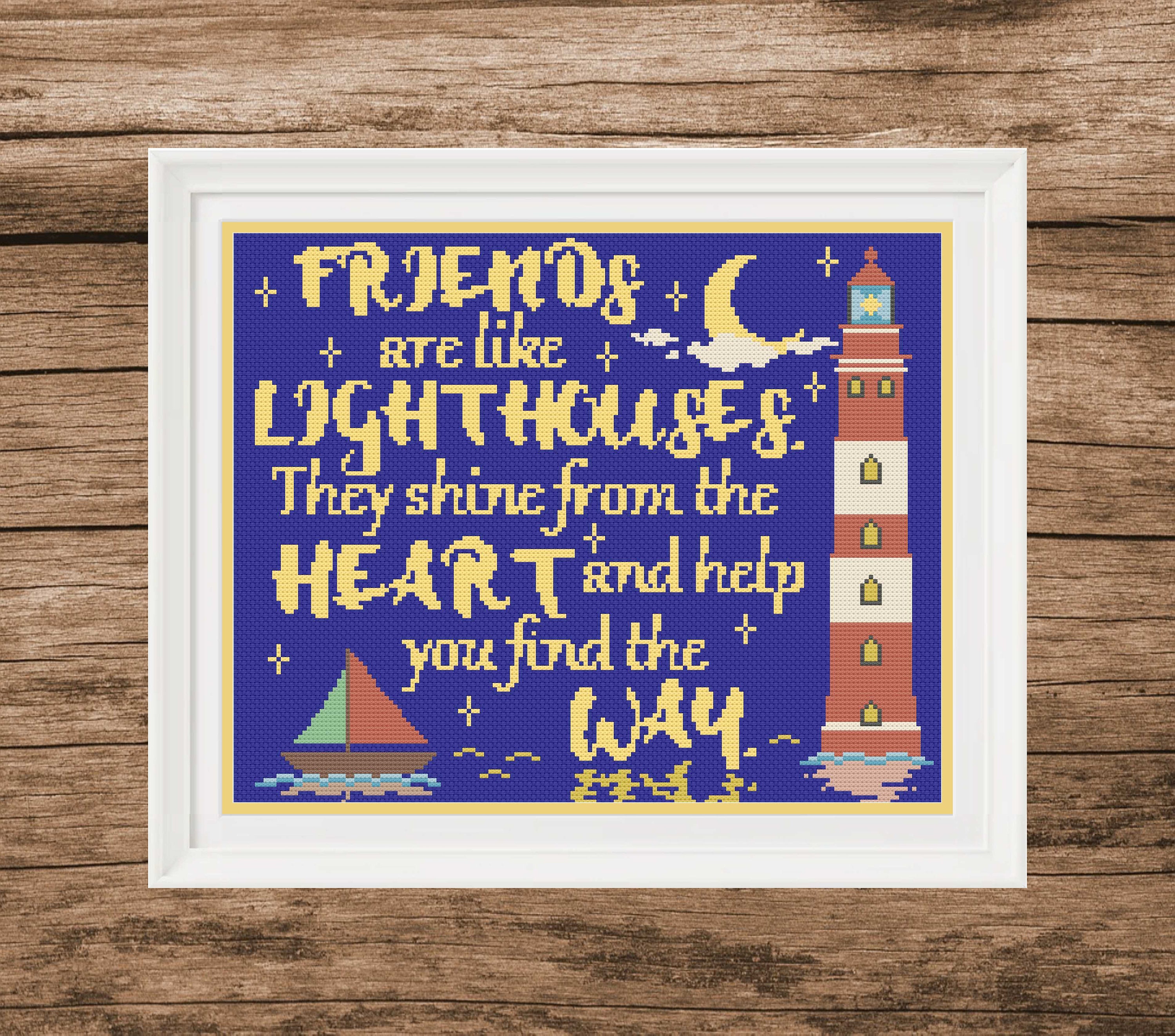 Lighthouse Quote Cross Stitch Pattern ENG/DE - Etsy