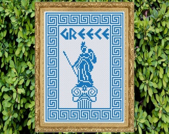Map of Greece Cross Stitch Pattern Greek Text Pdf Pattern - Etsy