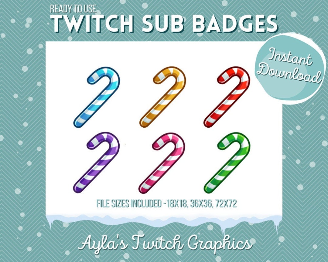 Candy Cane Twitch Sub Badges / Bit Badges / Emote / Holiday Sub Badges ...