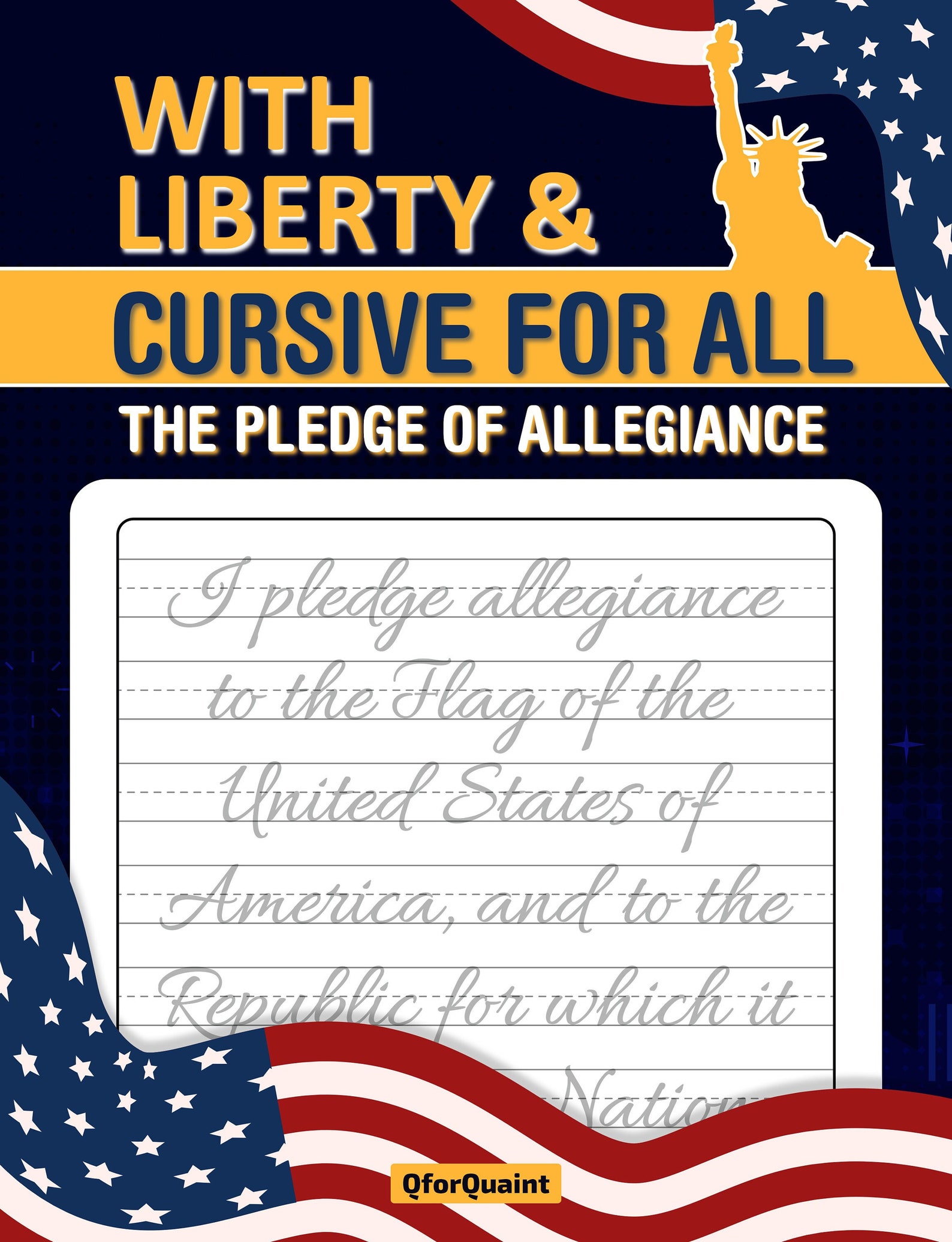 The Pledge of Allegiance Cursive Handwriting Booklet - Etsy