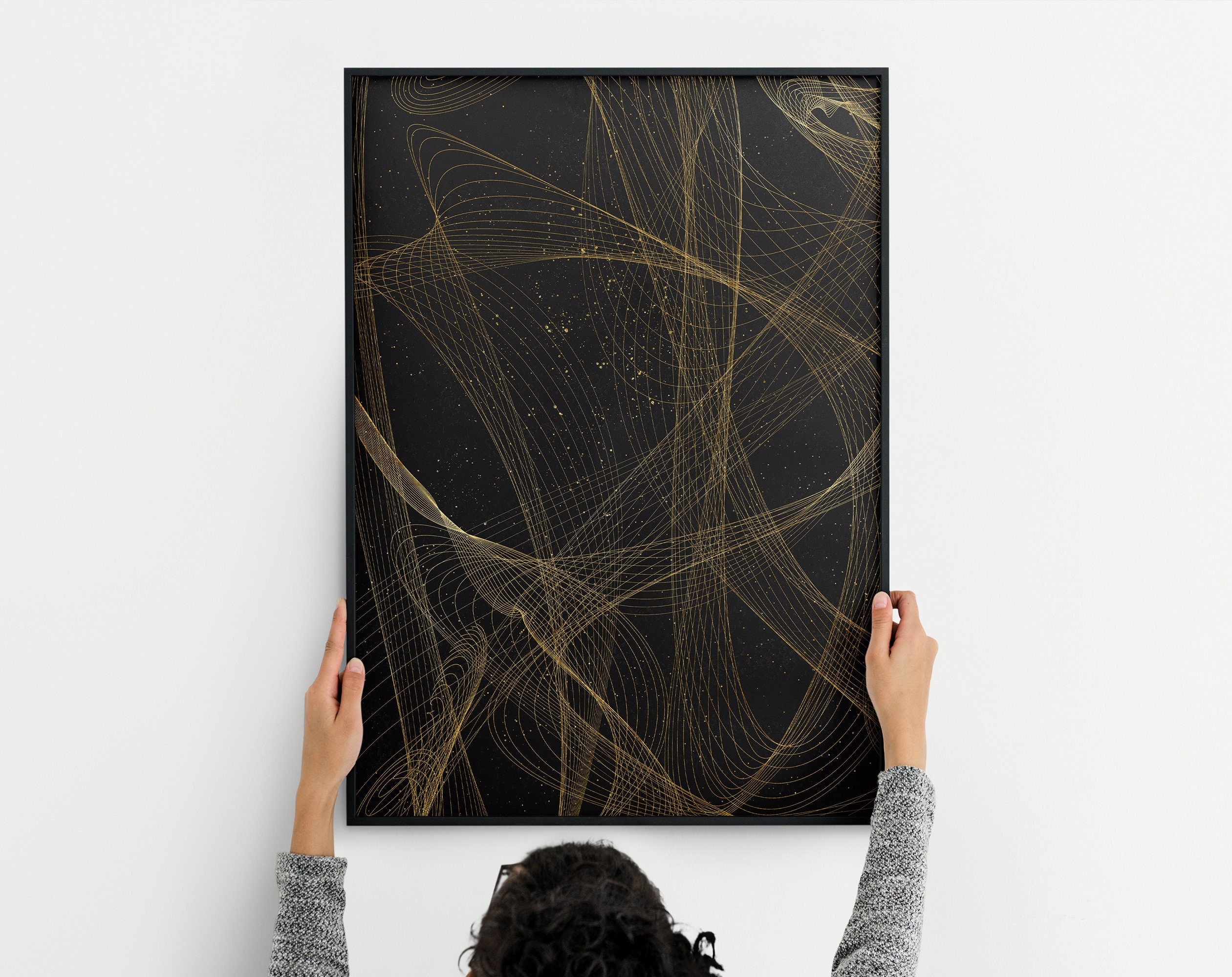 Golden Lines Digital Paper Gold and Black Paper Golden - Etsy