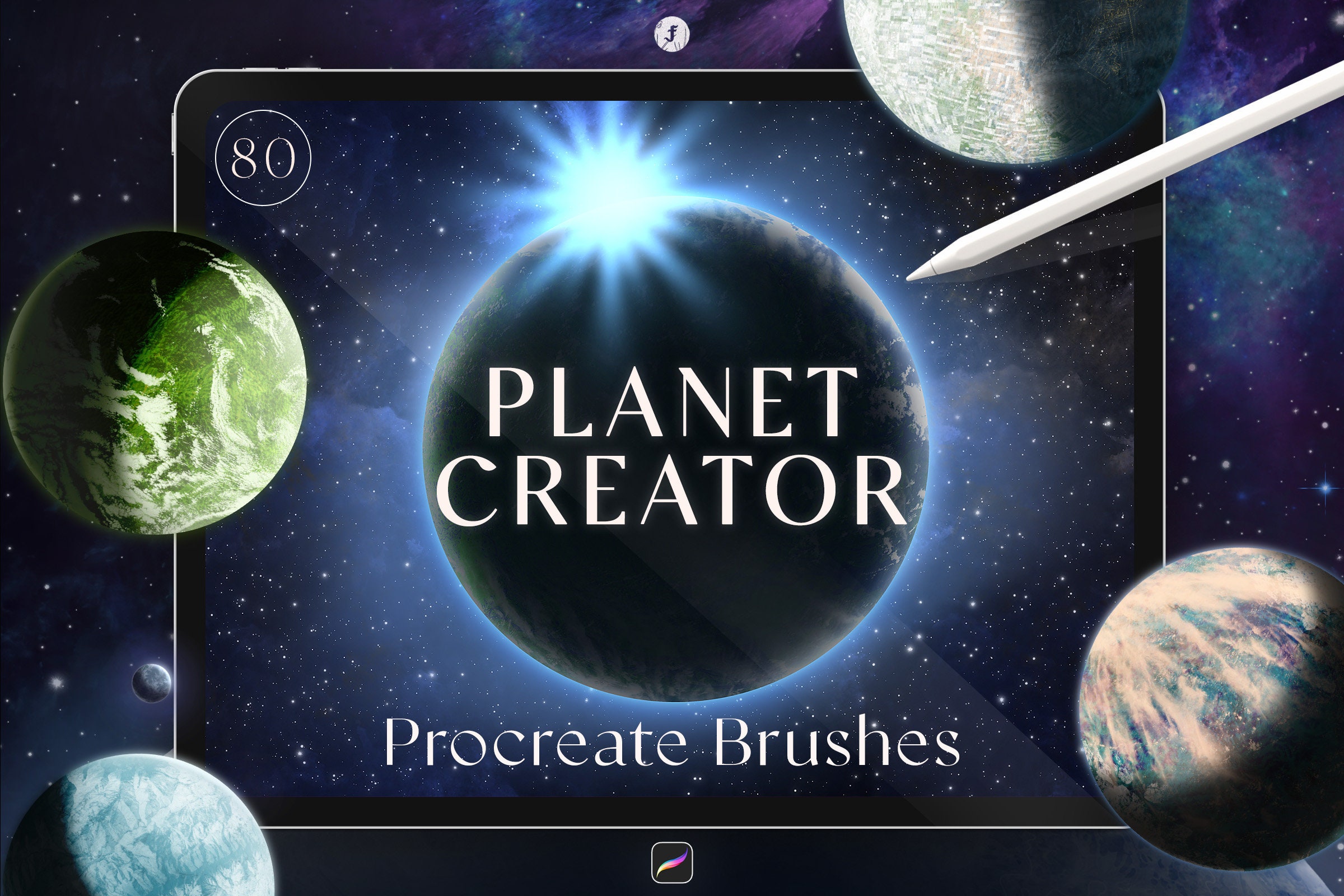 80 Planet Creator Space Procreate Brushes | Galaxy Nebula Digital Brushes, Planet iPad Brush Set ...