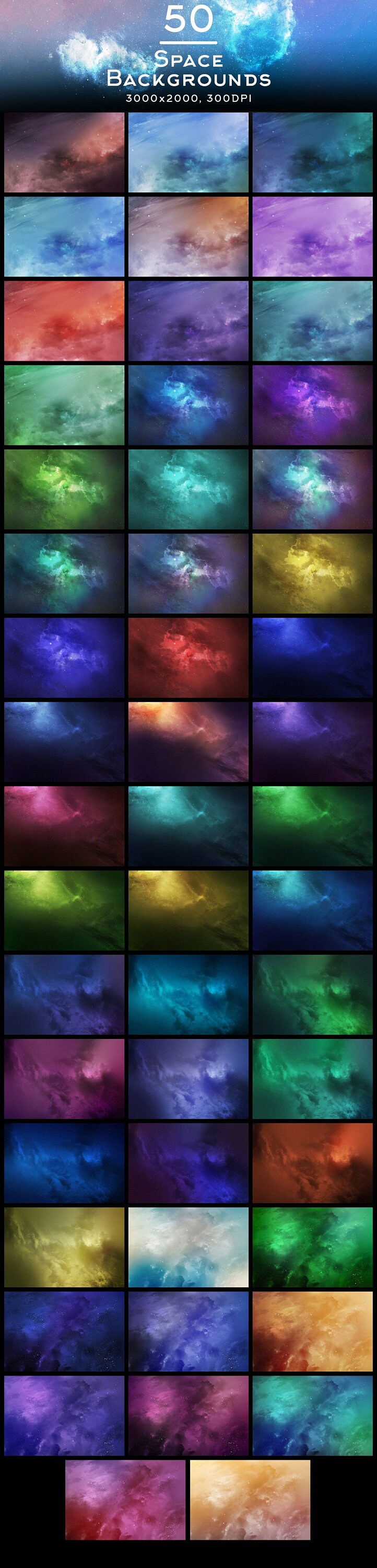 320 Cosmic Bundle Space Backgrounds, Space Brushes, Space Graphics ...