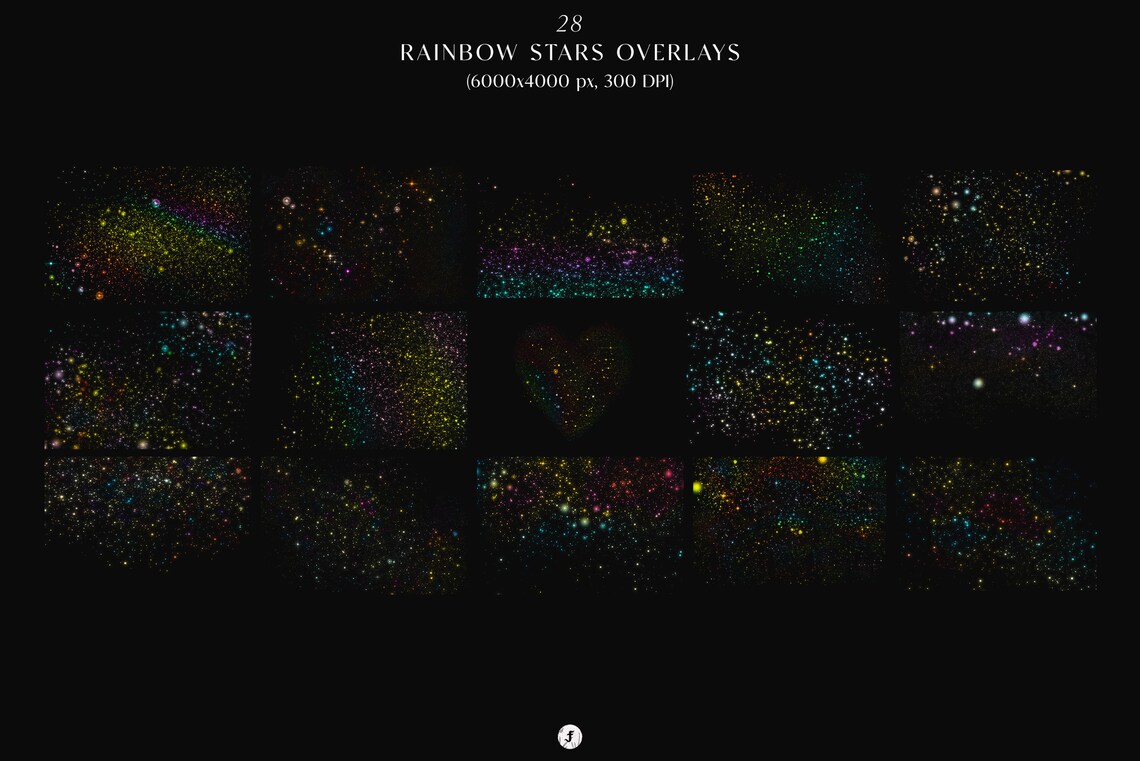 Rainbow Glitter Stars Overlays | Iridescent Magical Sparkling ...