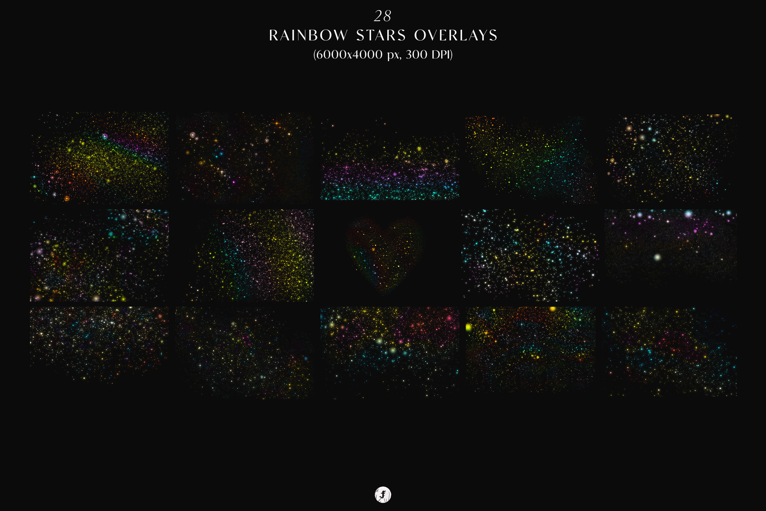 Rainbow Glitter Stars Overlays Iridescent Magical Sparkling Iridescent ...