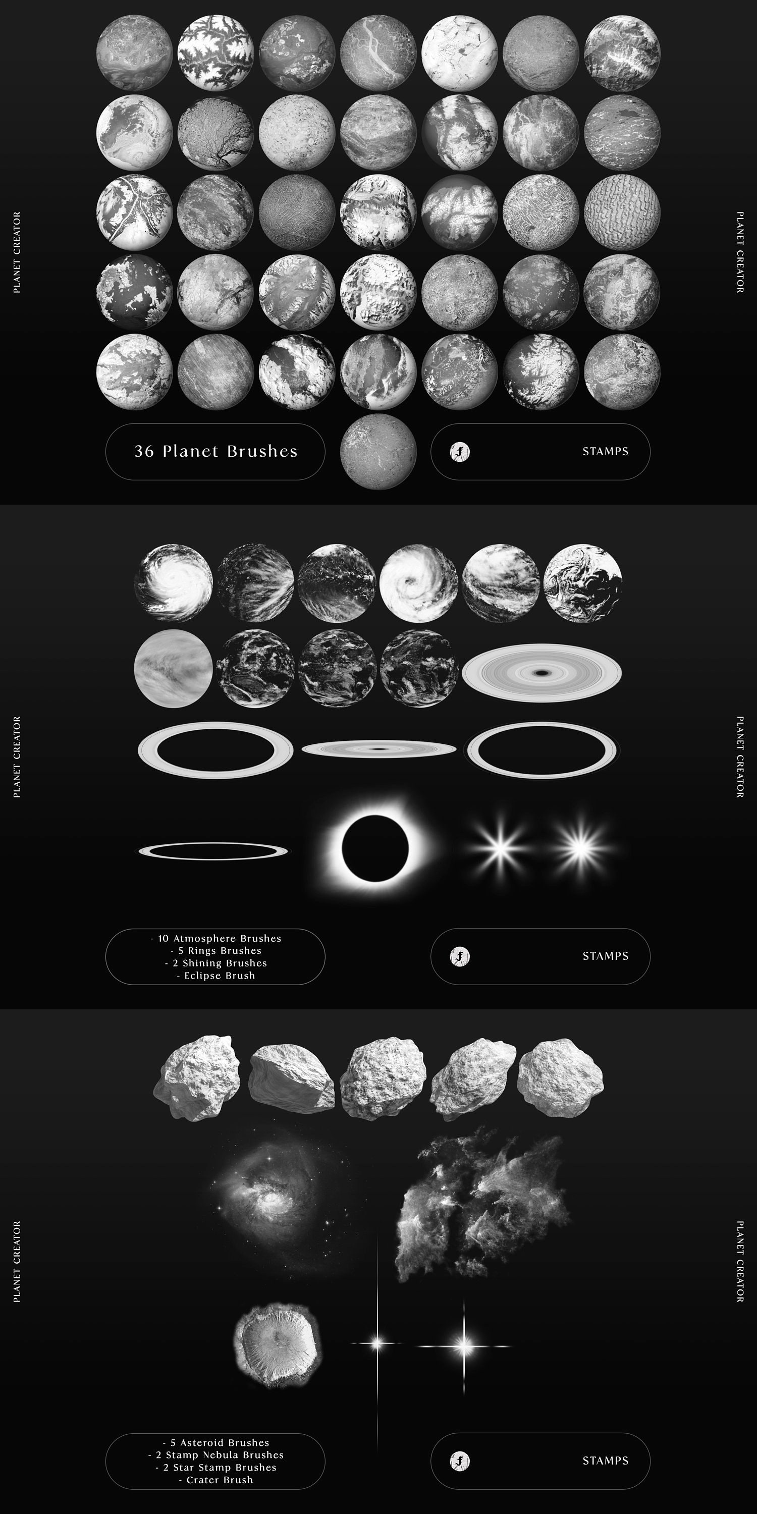 80 Planet Creator Space Procreate Brushes Galaxy Nebula Digital Brushes, Planet iPad Brush Set ...