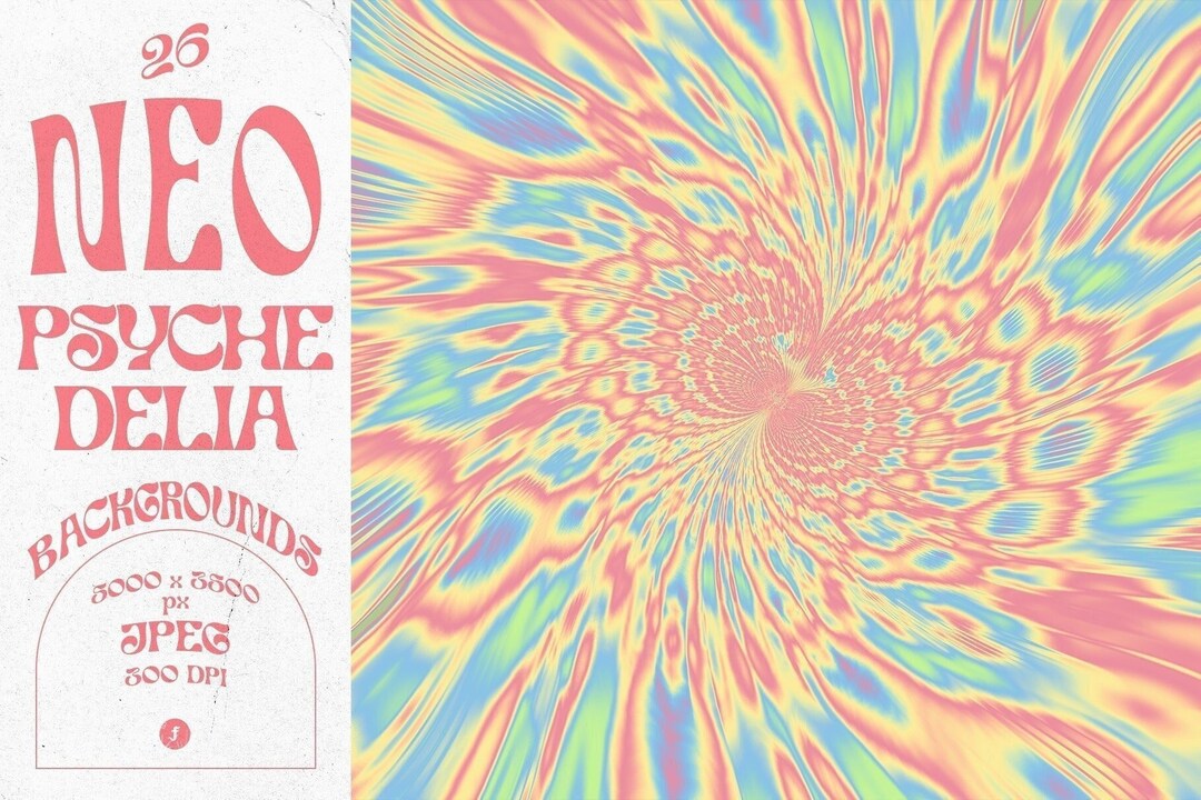 Psychedelic Digital Papers Gradient Hippie Textures, Fractal Digital ...