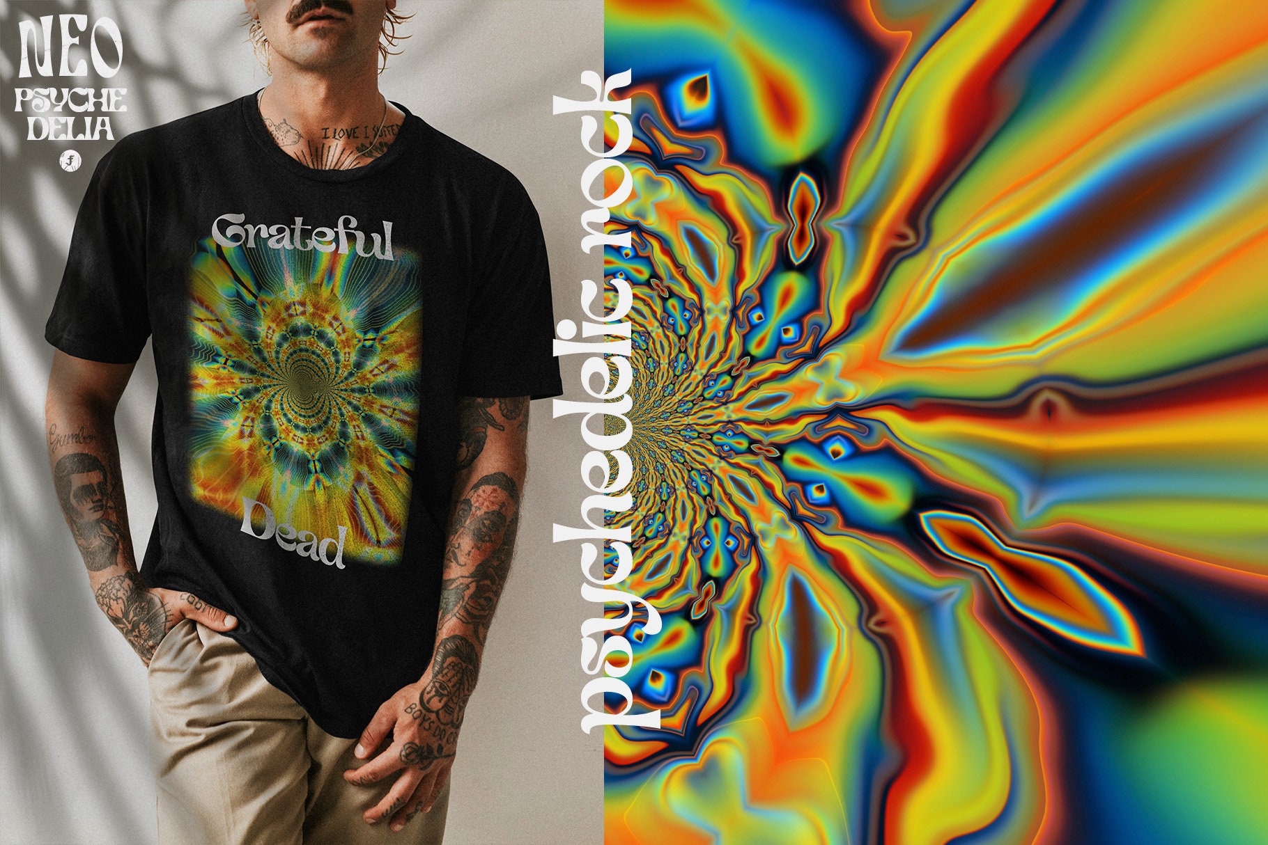 Psychedelic Digital Papers | Gradient Hippie Textures, Fractal Digital ...