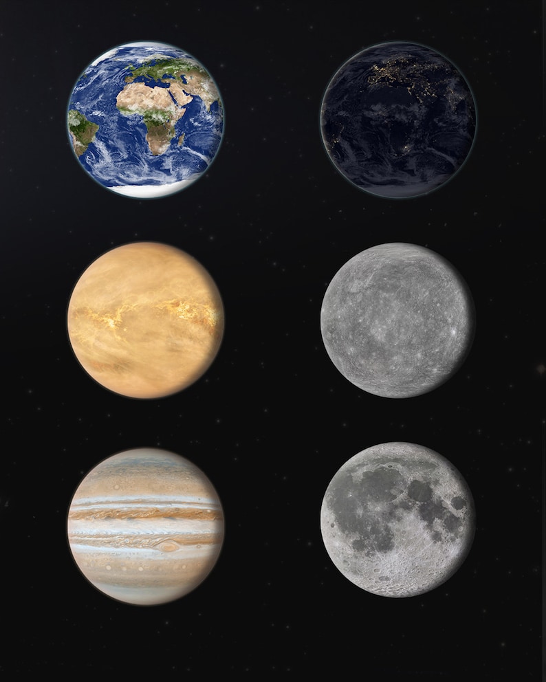 Realistic Planets Clipart Set | Space Clipart PNG, Solar System, Earth ...