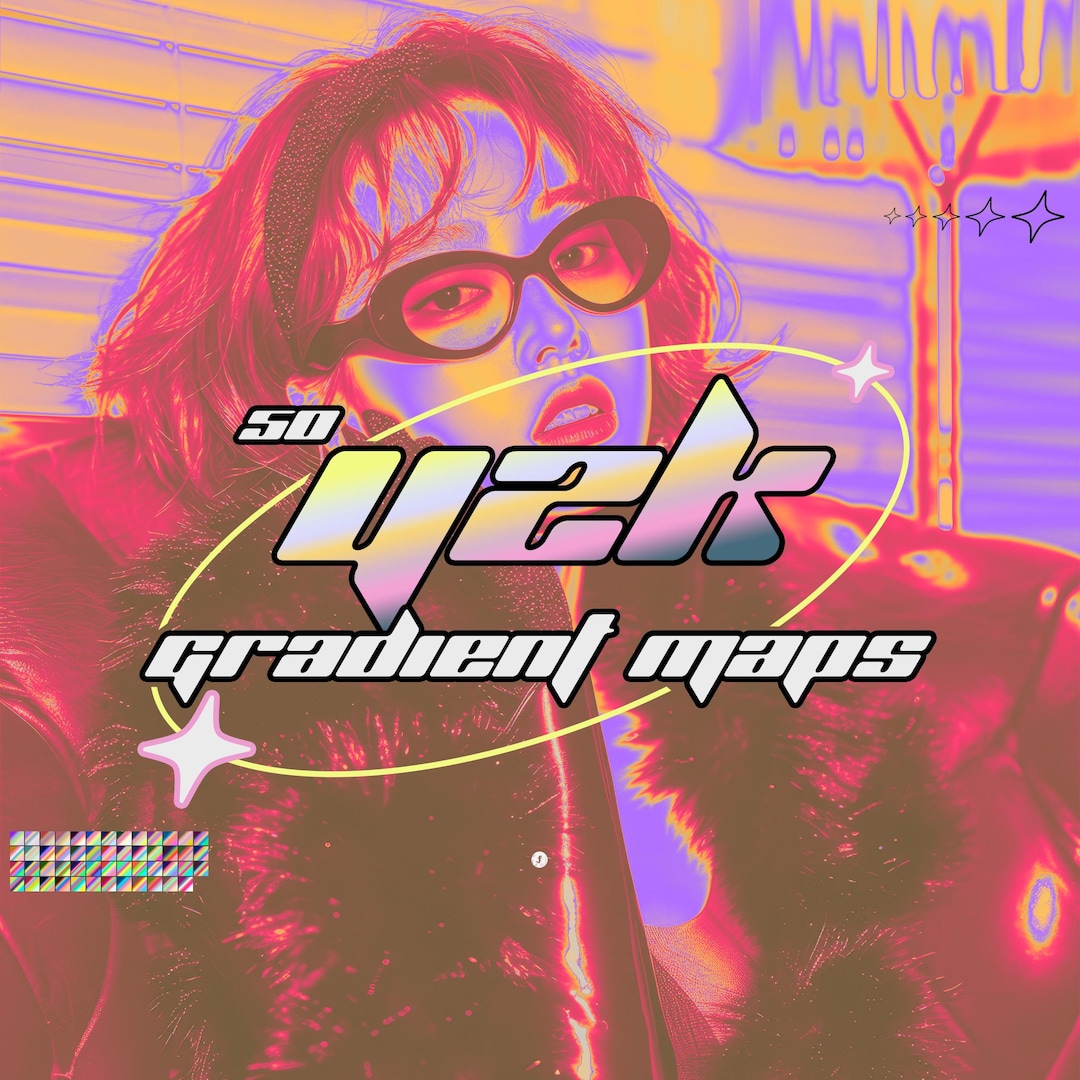 Y2K Photoshop Procreate Gradient Maps, Color Grading Photo Effect ...