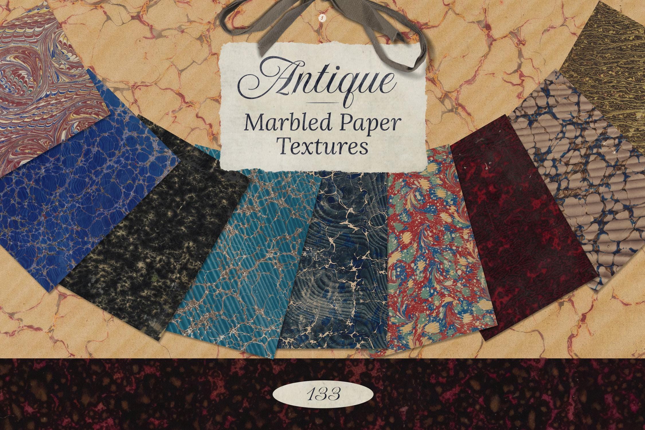 Antique Marbled Paper Textures, Marble Digital Paper, Vintage Parchment ...