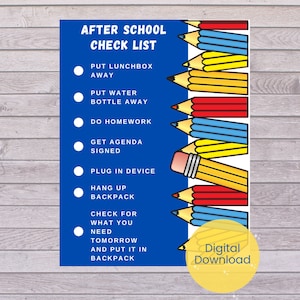 After School Checklist for Kids, After School Checklist Printable, Kids ...