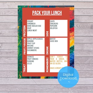 Lunch Packing Guide for Kids, Printable, Editable Kids Lunch Packing ...