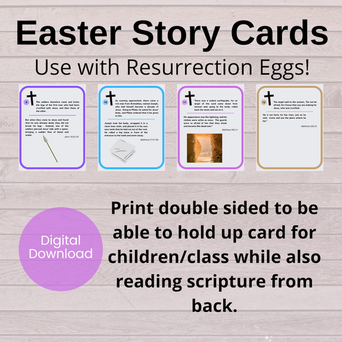 Easter Story Cards - PDF Print, Resurrection Egg Story Cards, Digital ...