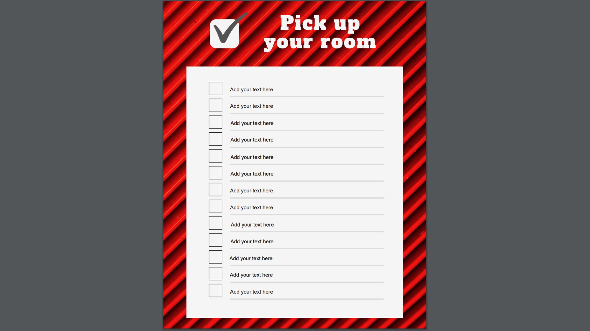 Room Cleaning Checklist, Printable Kids Room Pick up List, Frameable ...