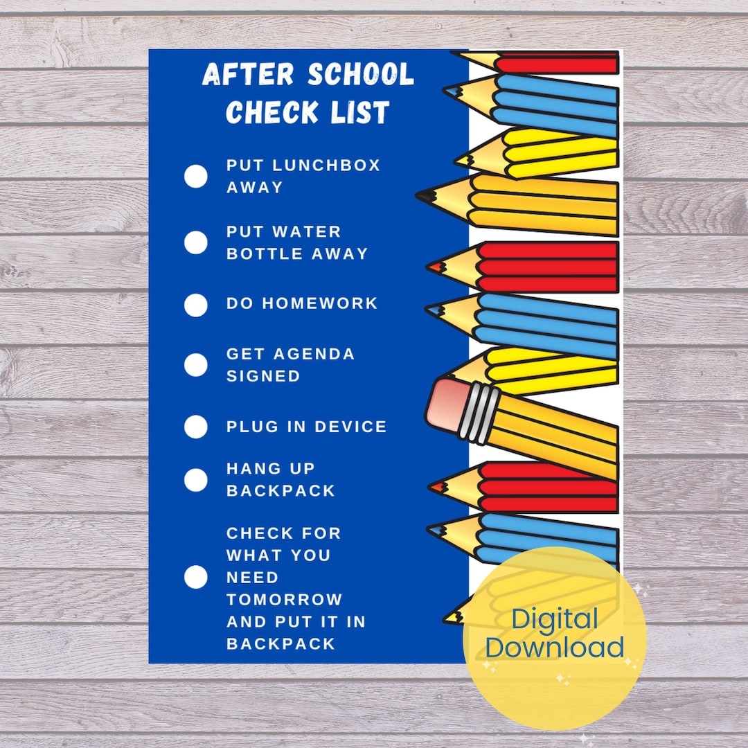 After School Checklist for Kids, After School Checklist Printable, Kids ...