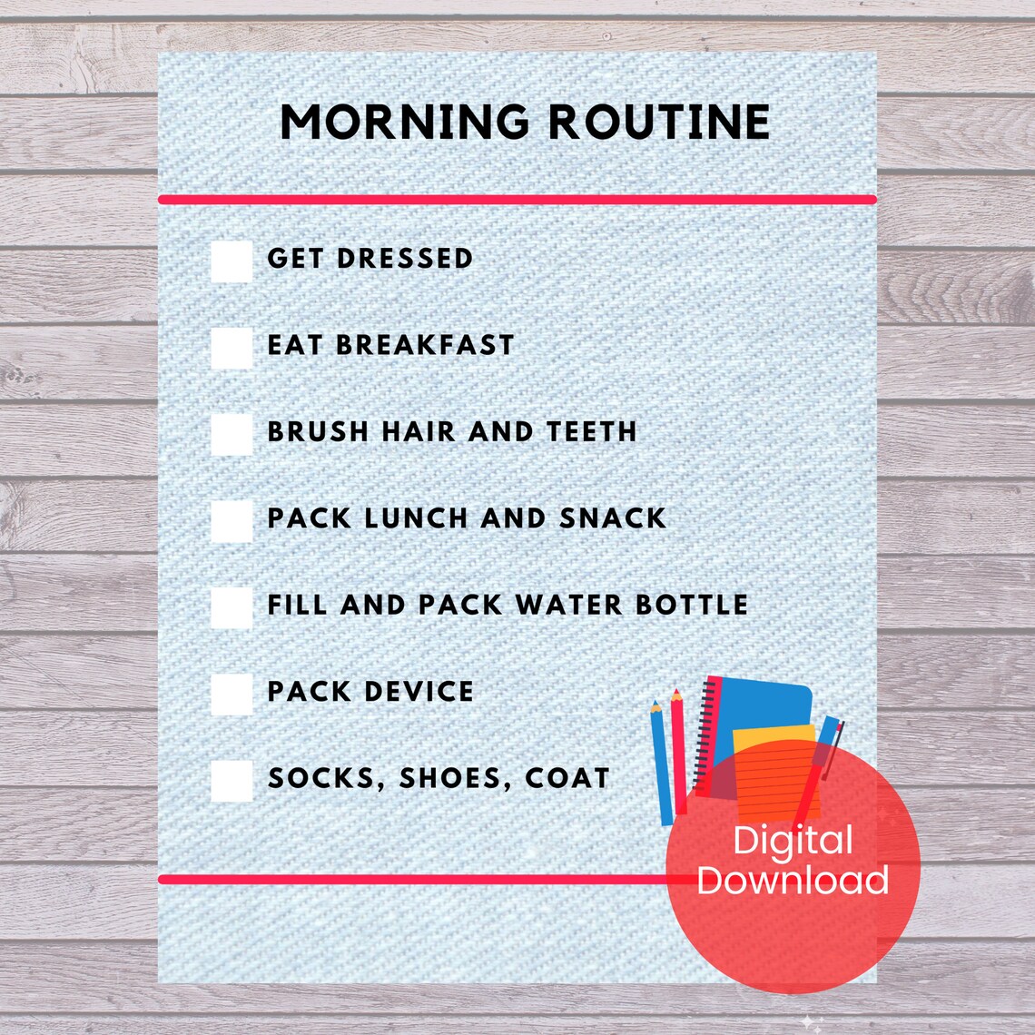 Morning Routine Chart for Kids, Printable Morning Checklist, Editable ...