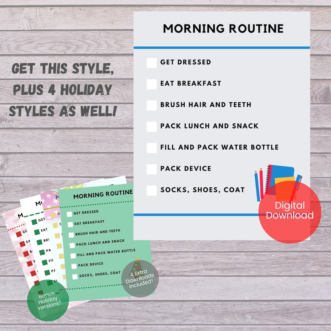 Morning Routine Chart for Kids, Printable Morning Checklist, Editable ...