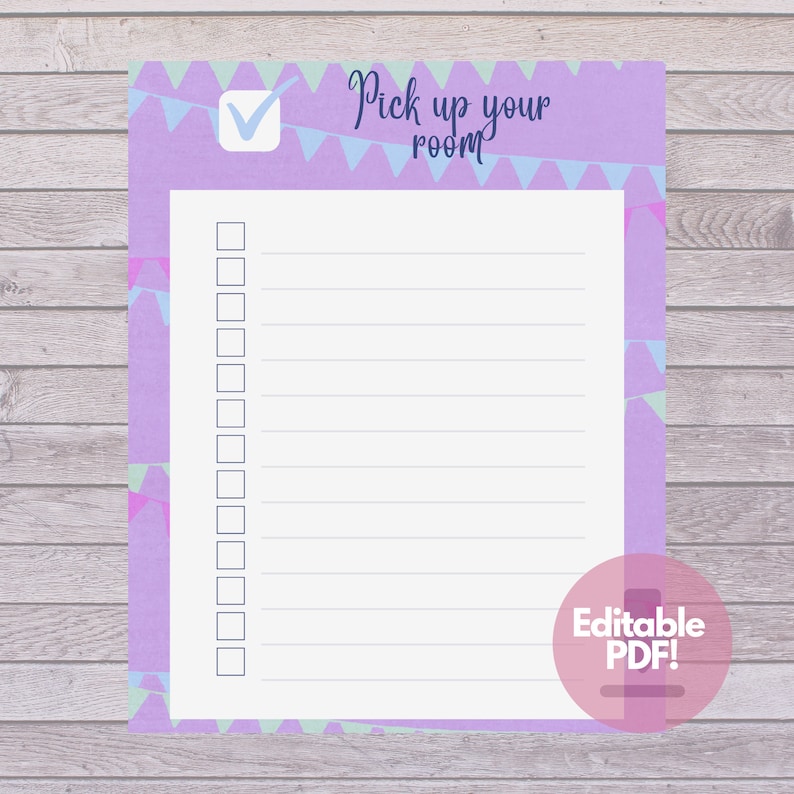 Room Cleaning Checklist, Printable Kids Room Pick up List, Frameable ...