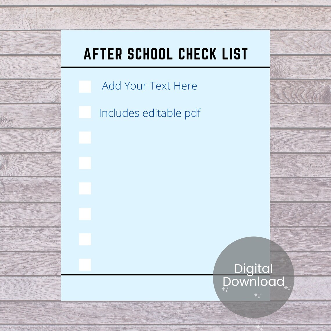 After School Checklist for Kids, Editable PDF, Fillable, Printable ...