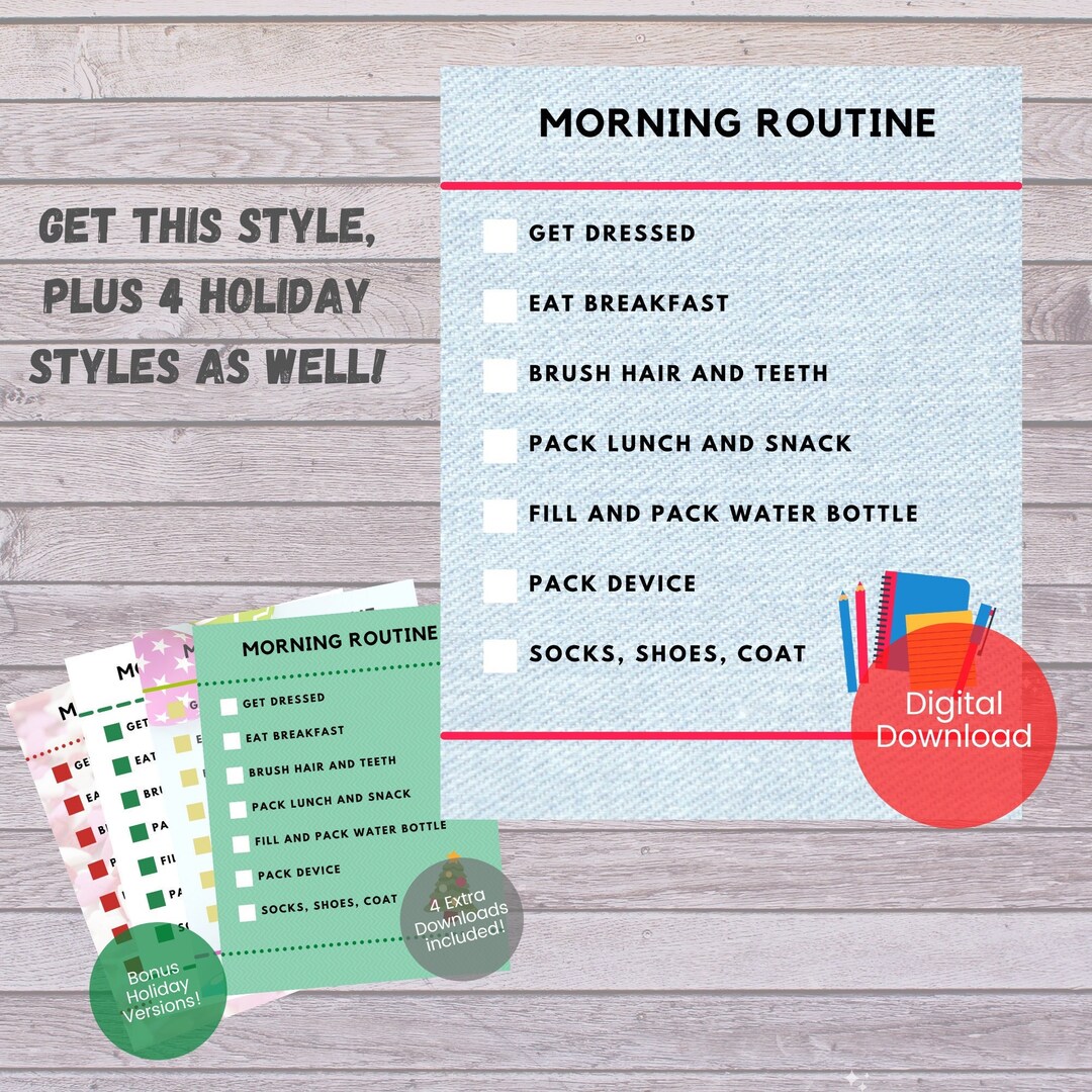 Morning Routine Chart for Kids, Printable Morning Checklist, Editable ...